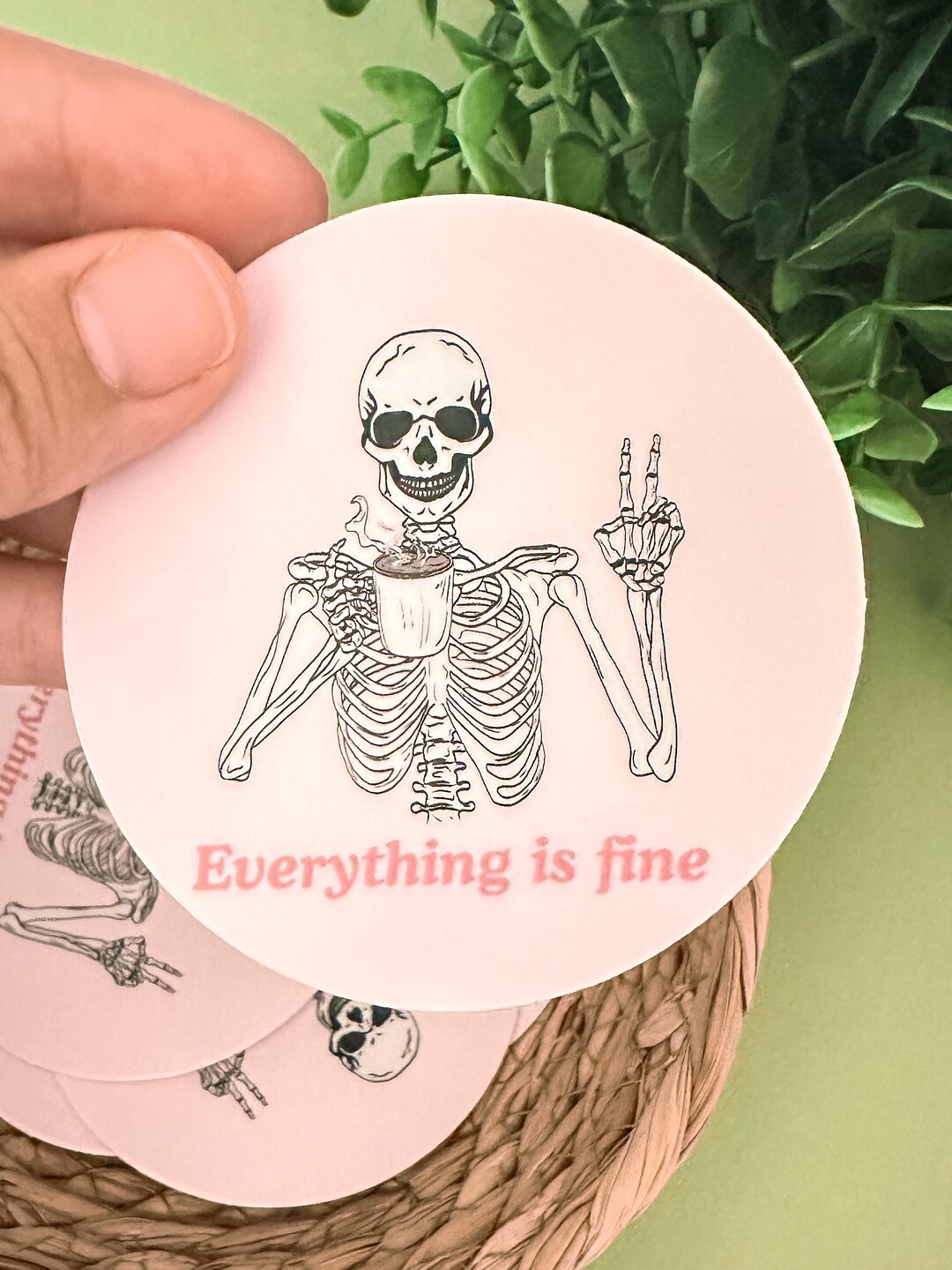 Everything is Fine Skeleton Sticker: Funny Coffee Lover Gift - Etsy
