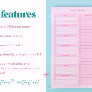 Note Pad for Meal Plan Grocery List for Meal Prep Organization Grocery ...