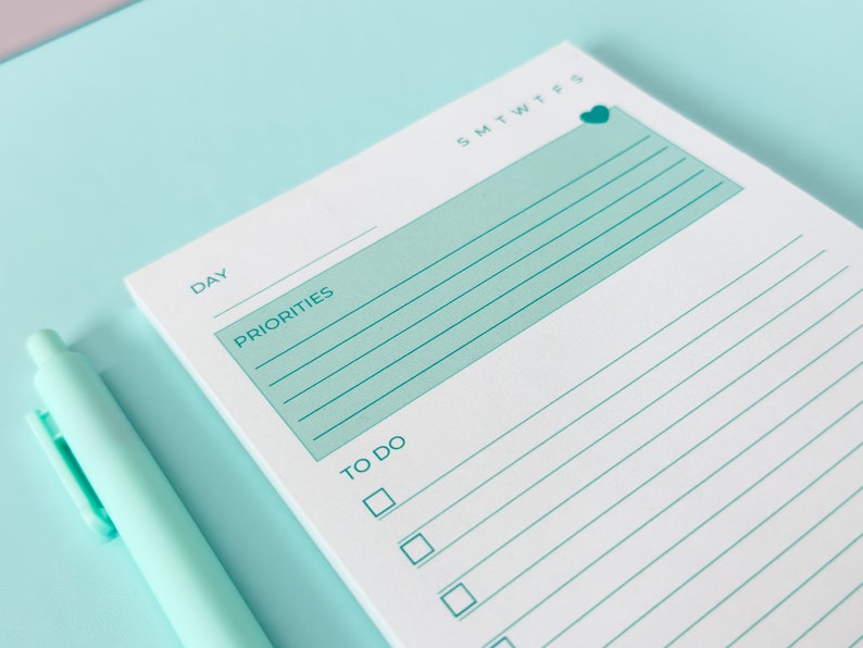 Teal To-do List Notepad – 4.25" X 6.25" Daily Planner With Priorities ...