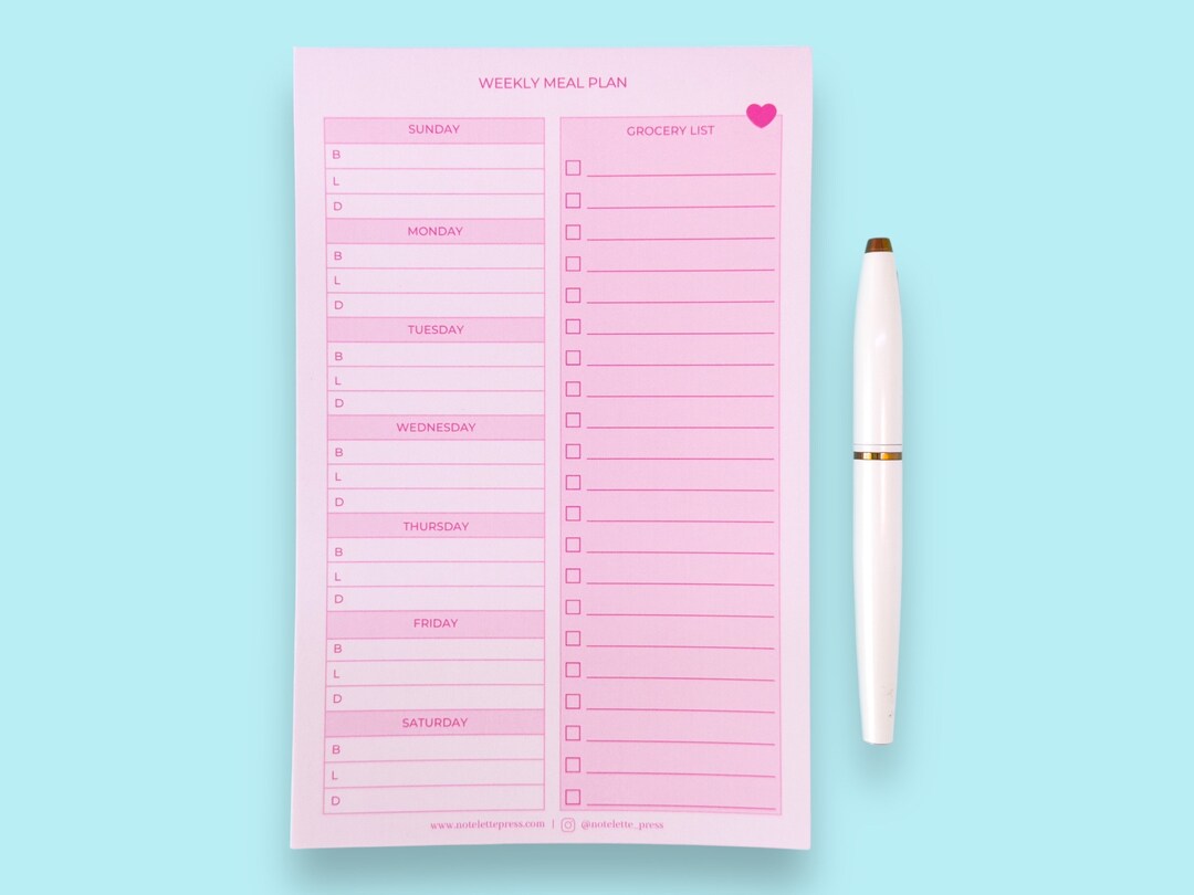 Note Pad for Meal Plan Grocery List for Meal Prep Organization Grocery ...