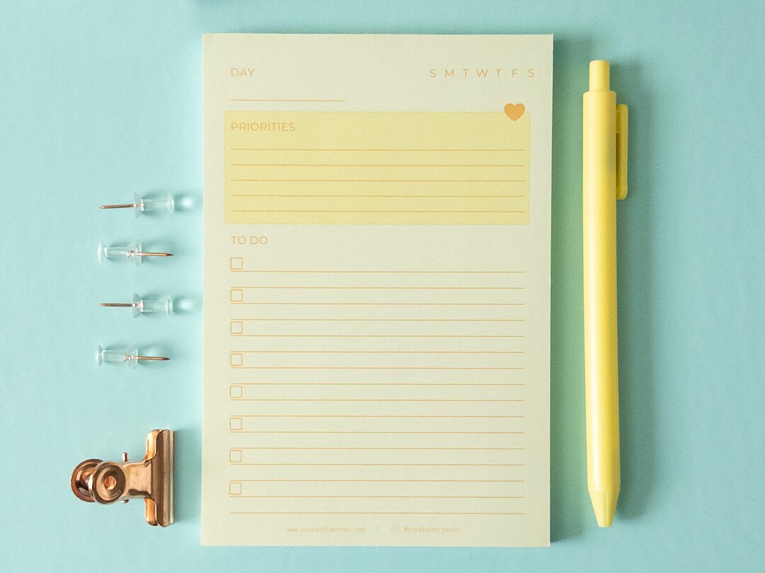 Yellow To-do Notepad, 4.25" X 6.25" To-do List, Paper Pad, Checkboxes ...