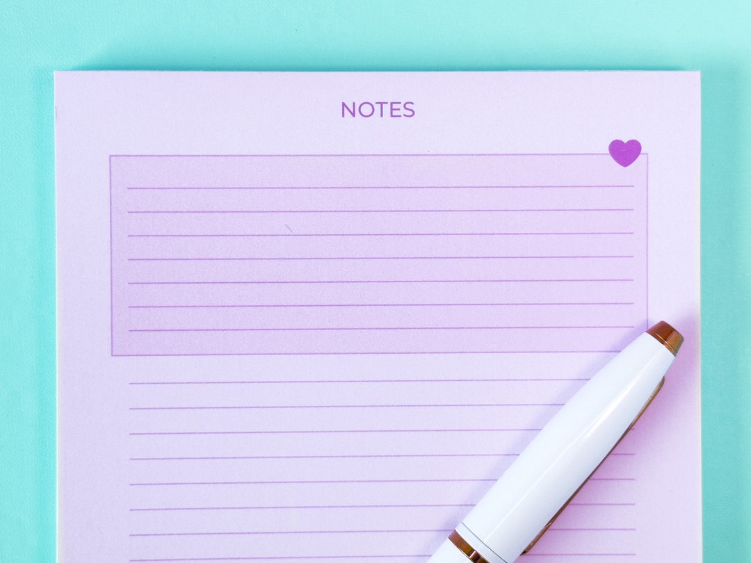 Purple "notes" Notepad: 5x7 Lined Tear-away Pad - Etsy