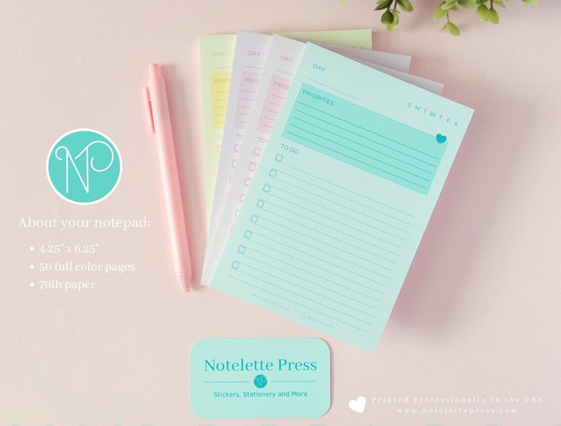 Teal To-do List Notepad – 4.25" X 6.25" Daily Planner With Priorities ...