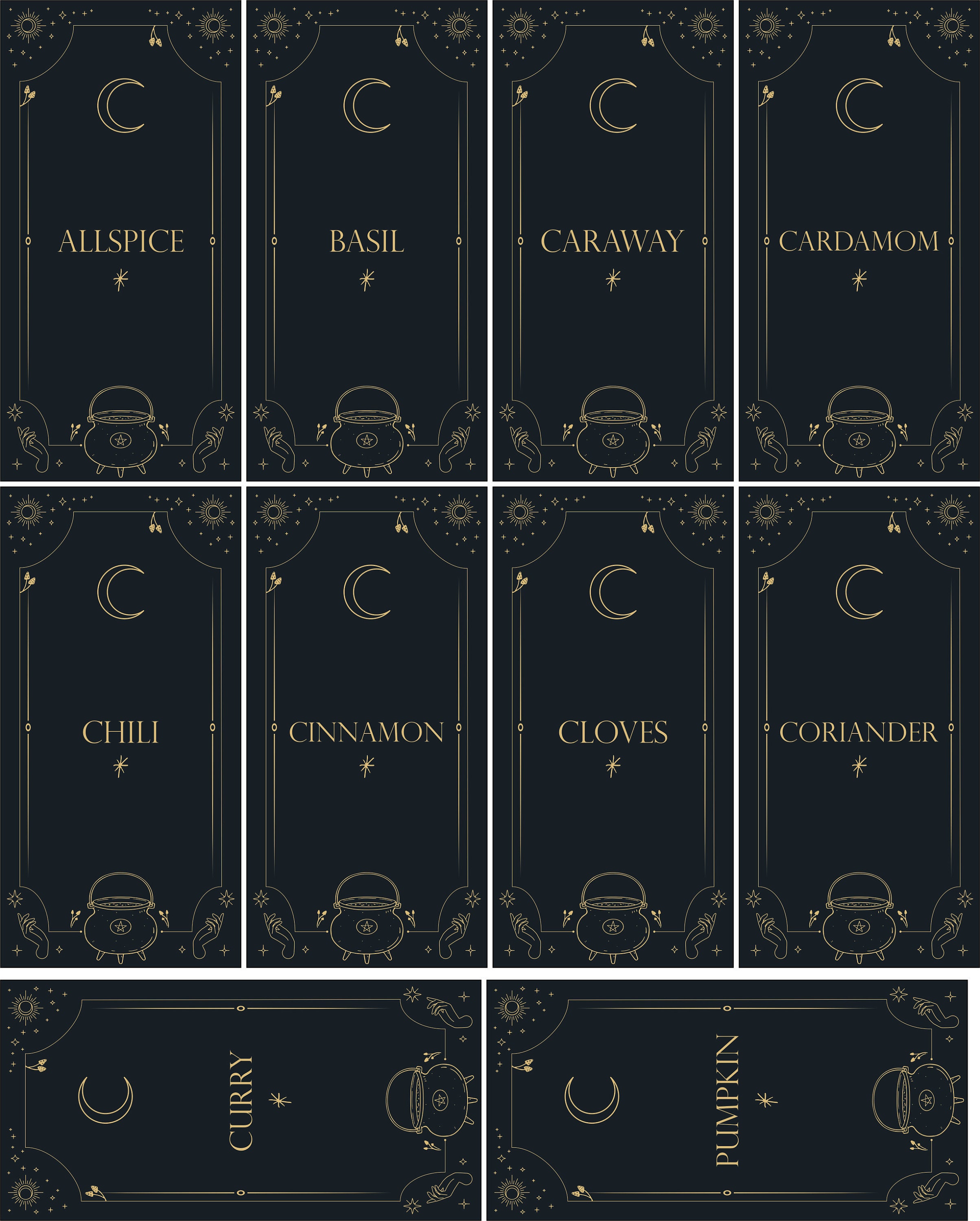 Witchy Fairy Cottage Core Spice Label Digital File Set (50 Spices) - Etsy