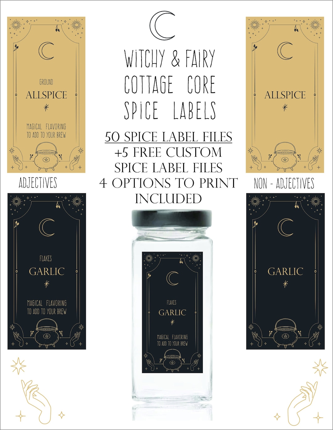 Witchy Fairy Cottage Core Spice Label Digital File Set (50 Spices) - Etsy