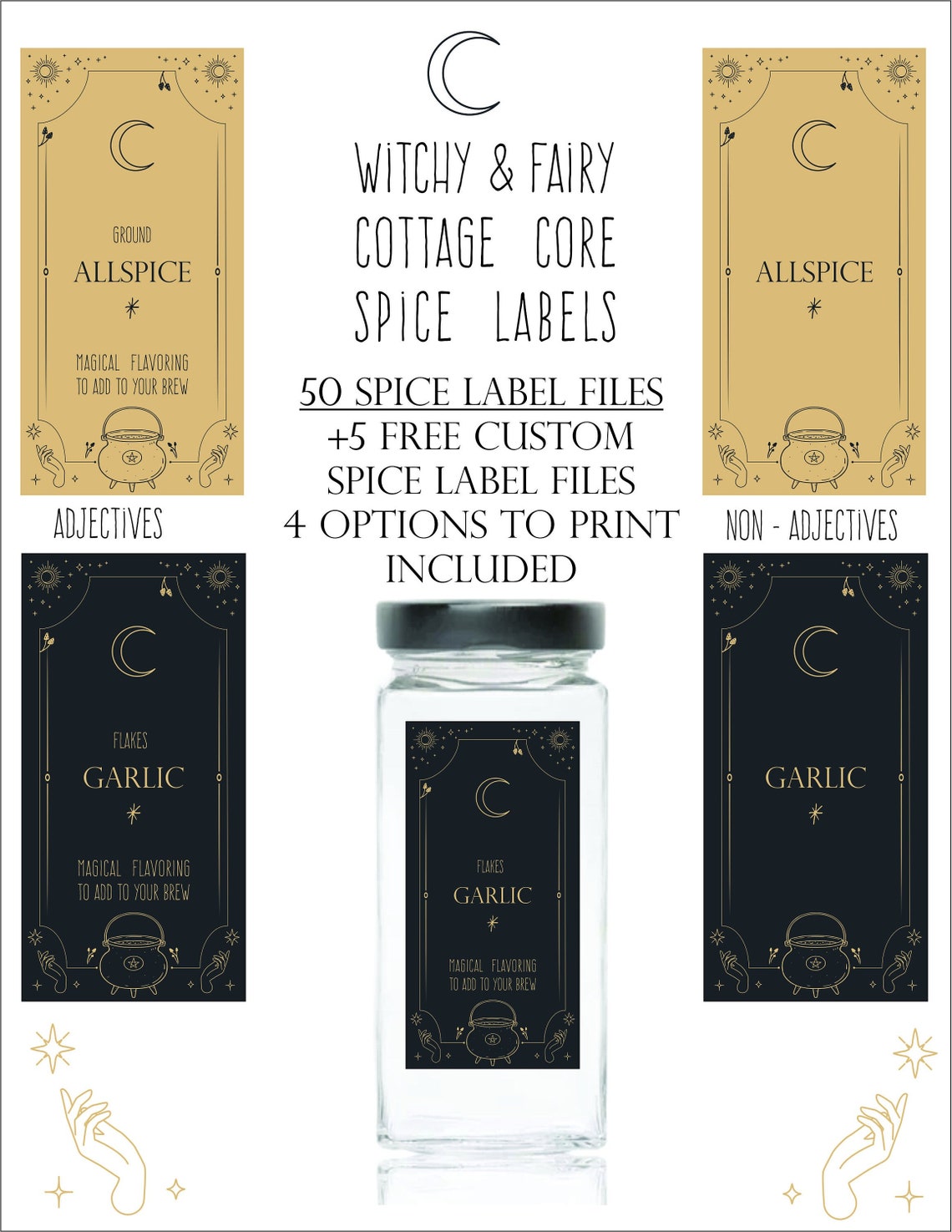 Witchy Fairy Cottage Core Spice Label Digital File Set (50 Spices) - Etsy