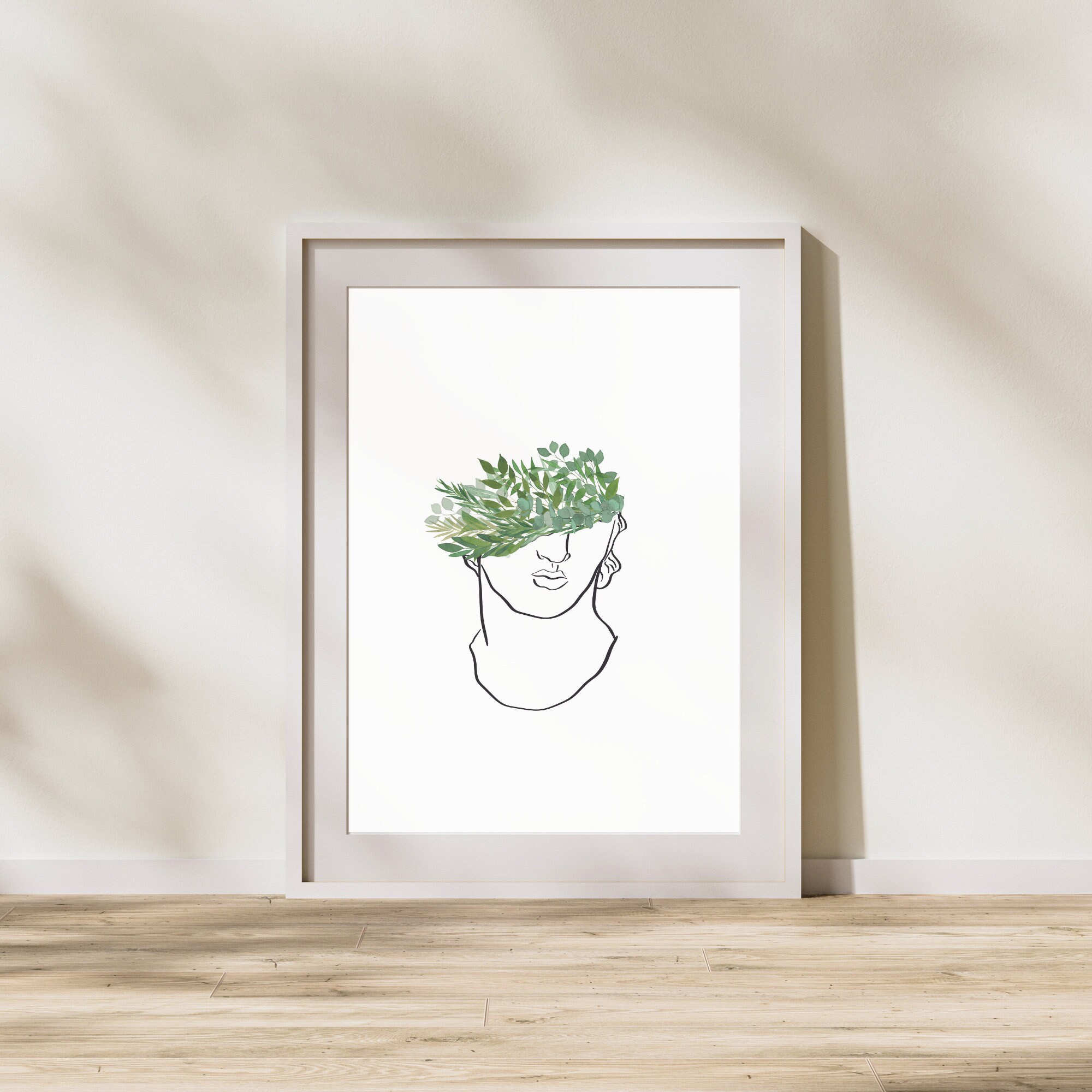 Apollo Statue Digital Print, Botanical Greek God Art - Etsy