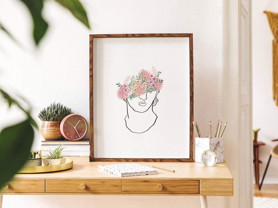 Apollo Statue Digital Print, Modern Floral Greek God Art - Etsy