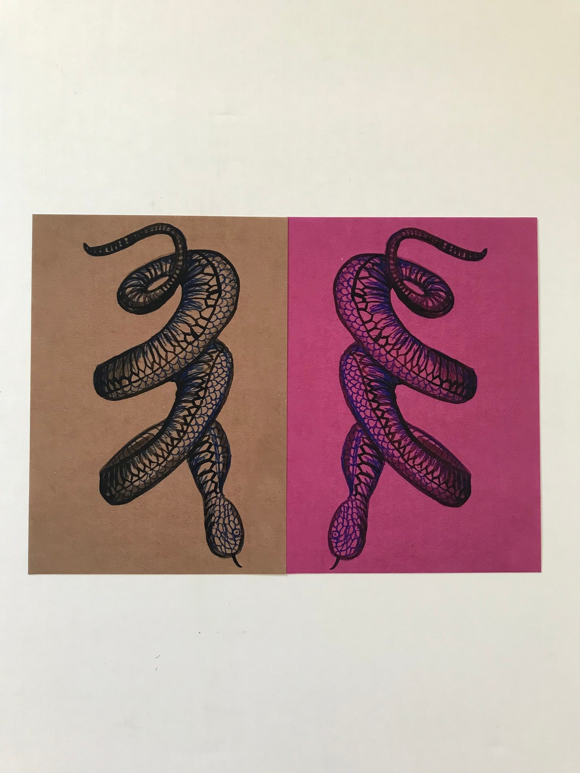 Snake, Ink Drawing, 4x4inch, Printable, Frameable, Alternative, Tattoo ...