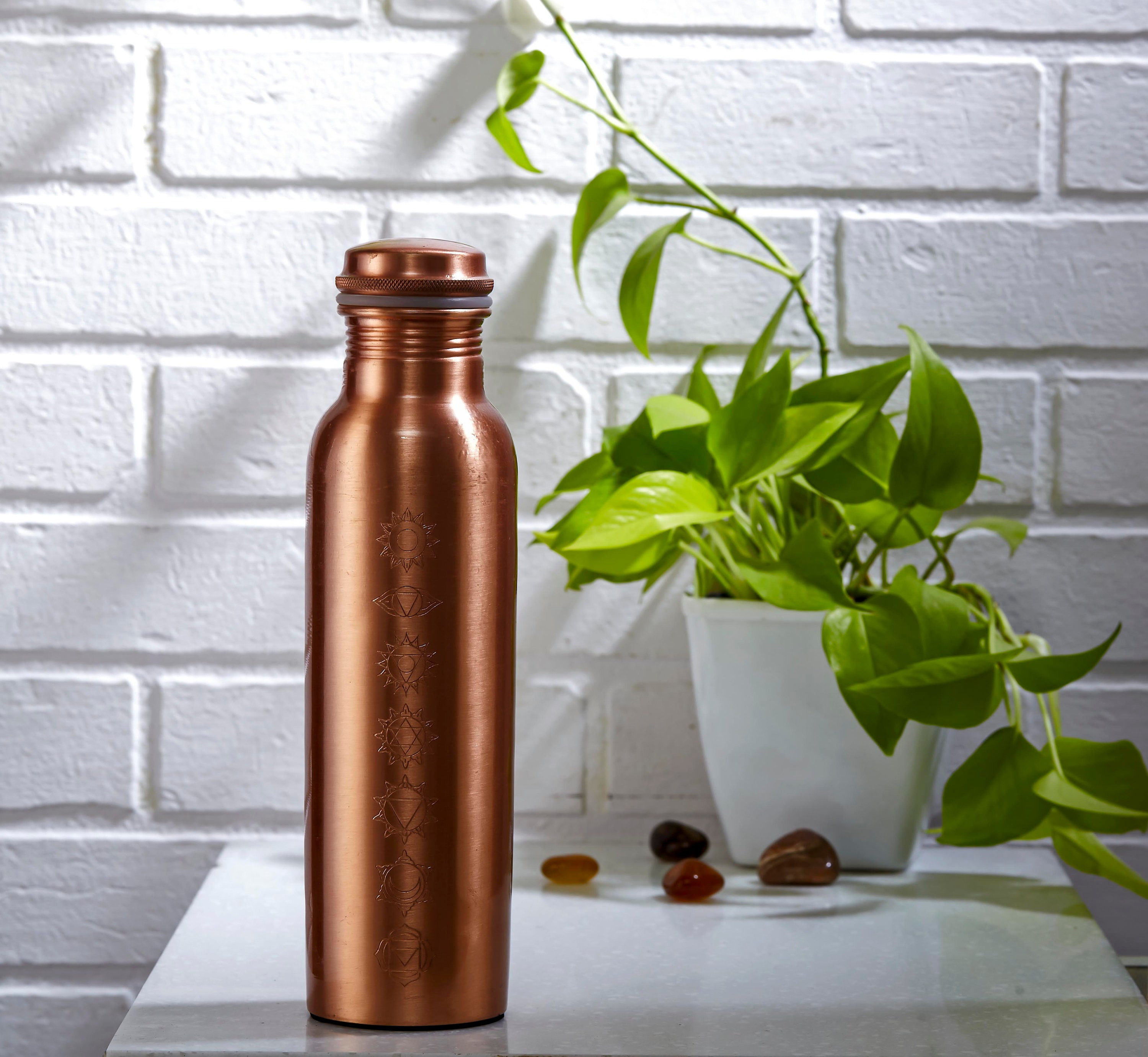 7 Chakra Ayurvedic Copper Water Bottle Engraved With Chakras Perfect ...