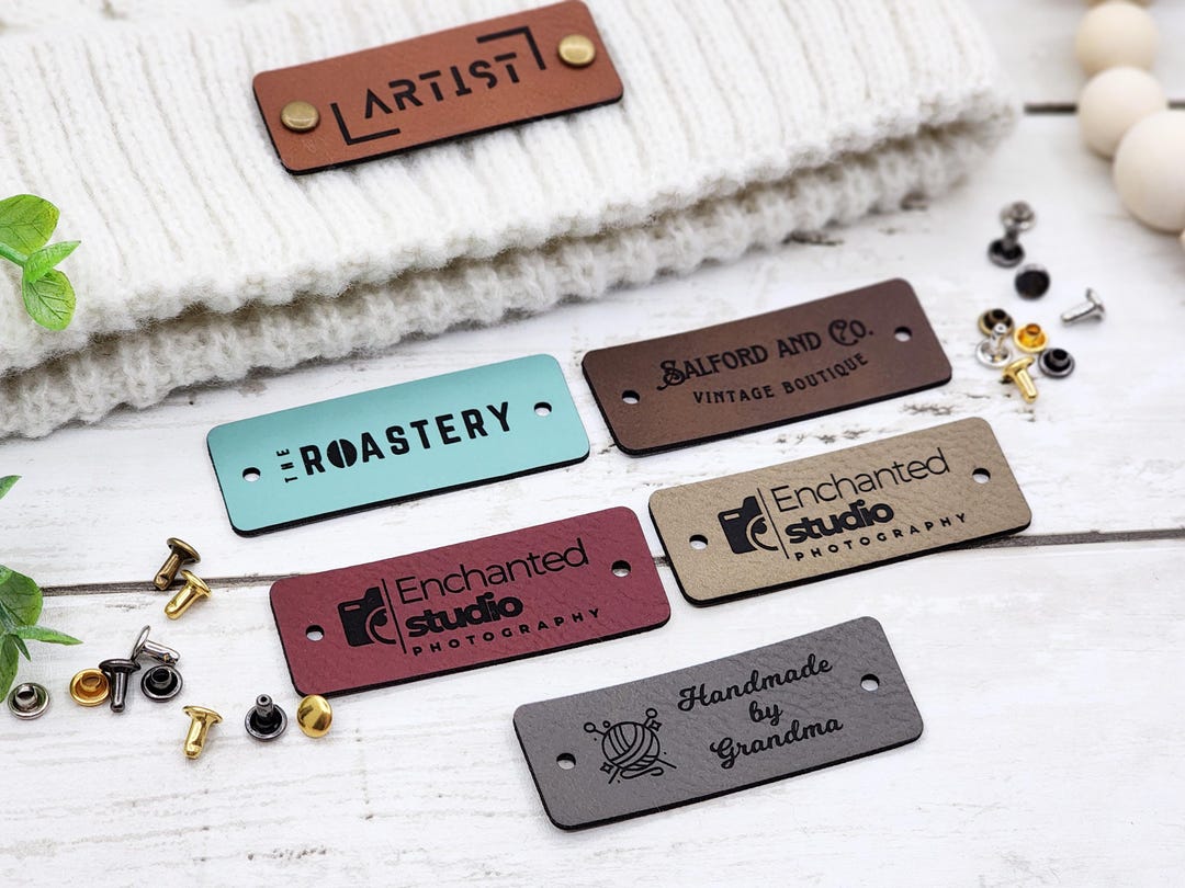 2.25 X .85 Inch Custom Tags for Knits and Crochet, Faux Leather Labels ...
