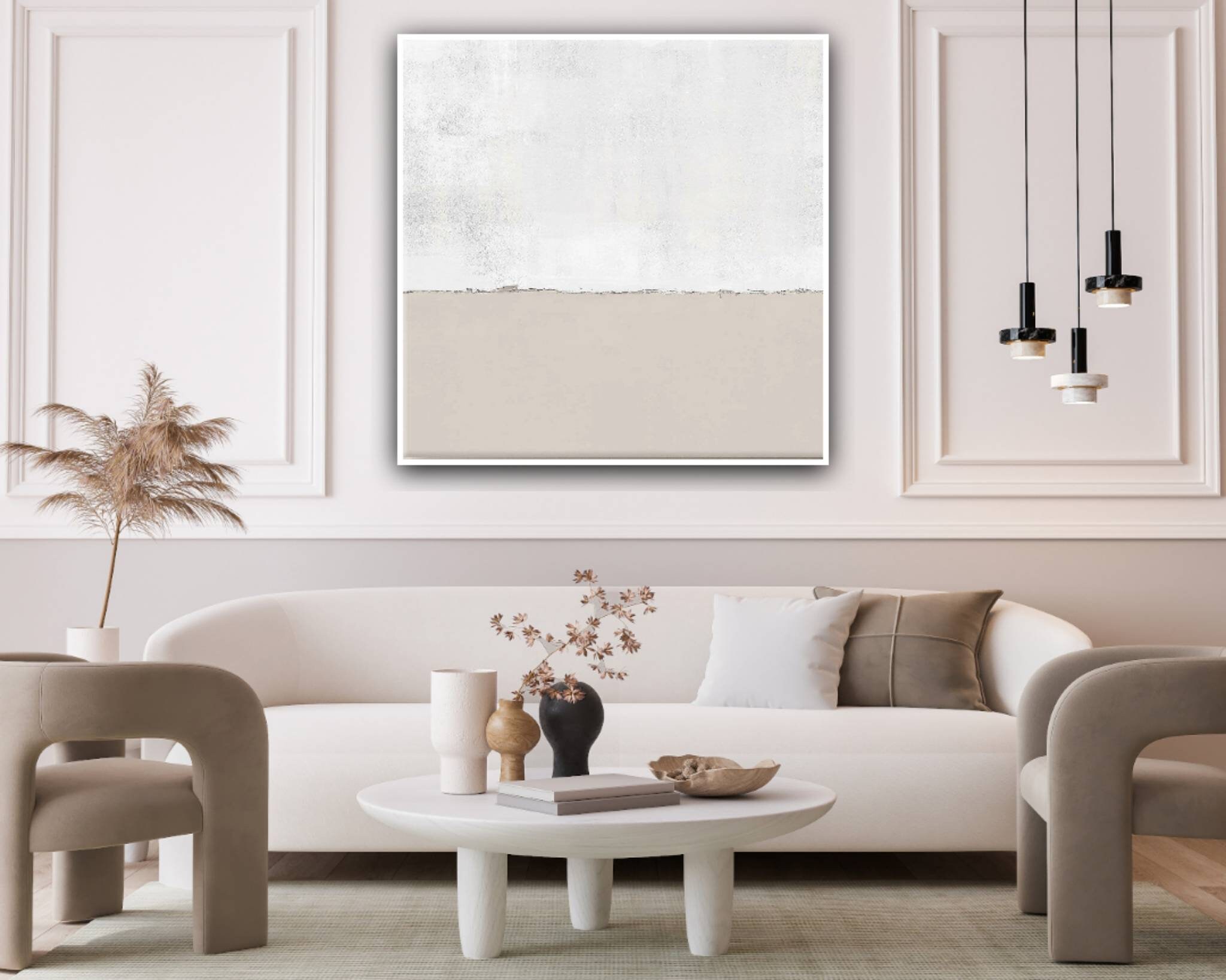 Large Abstract Painting on Canvas Beige Painting Boho Painting - Etsy