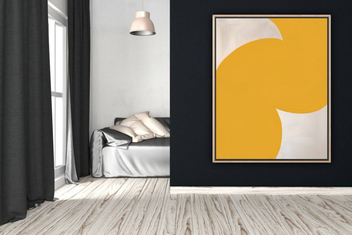 Mustard Yellow Original Abstract Canvas Artlarge Abstract | Etsy