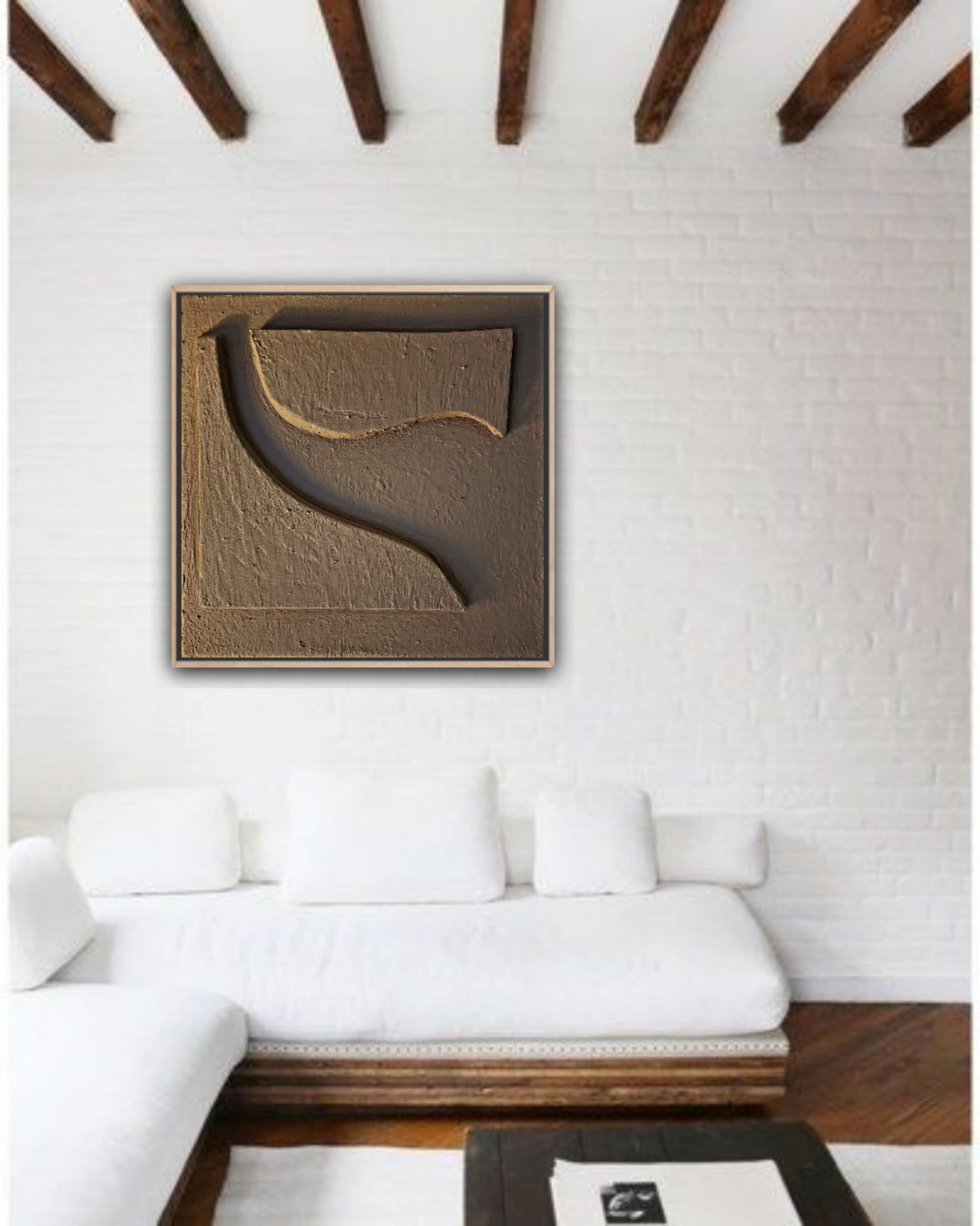 Midcentury Modern Relief Painting Texture Sculptural Geometric Wall Art ...