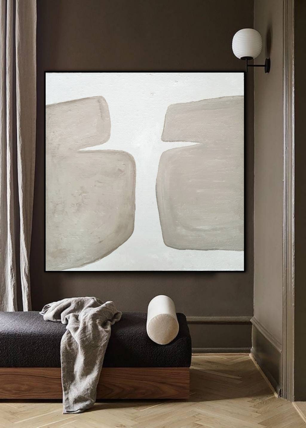 Large Beige Abstract Painting Beige Painting Texture Painting White ...