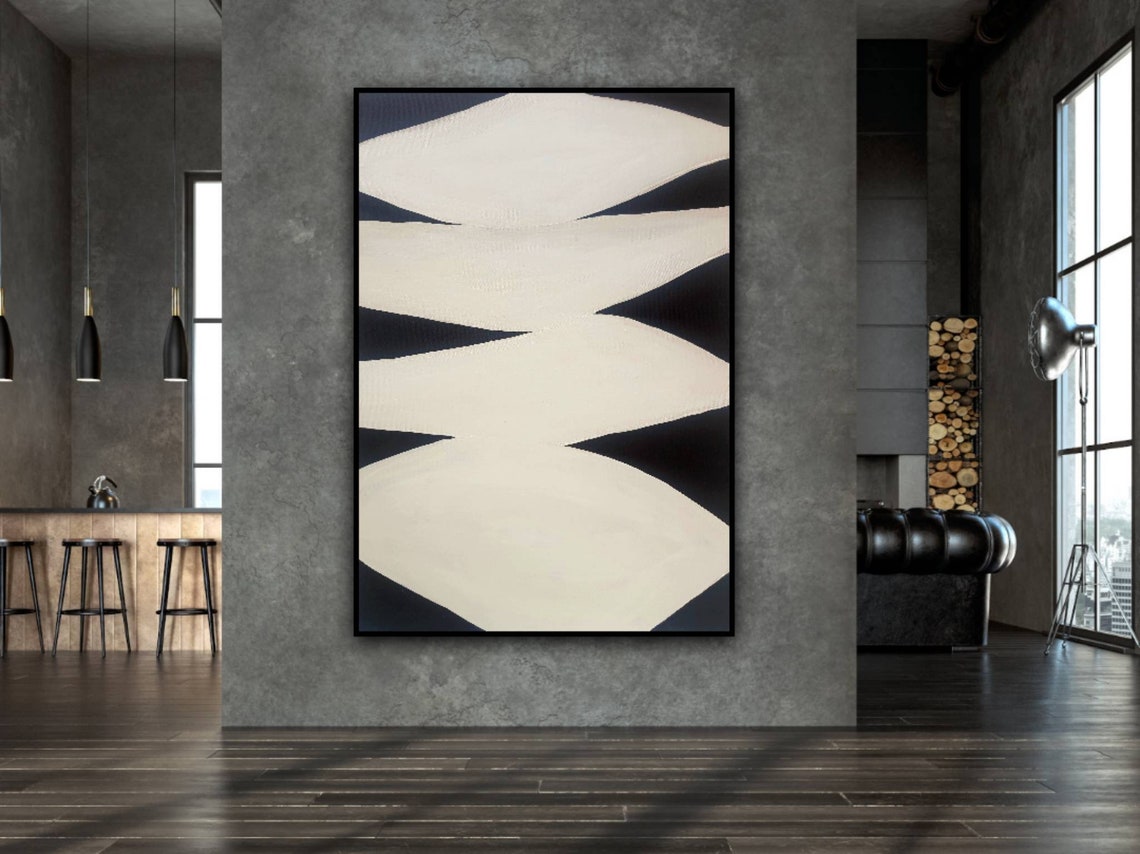 Black and White Painting Extra Large Wall Art Abstract - Etsy