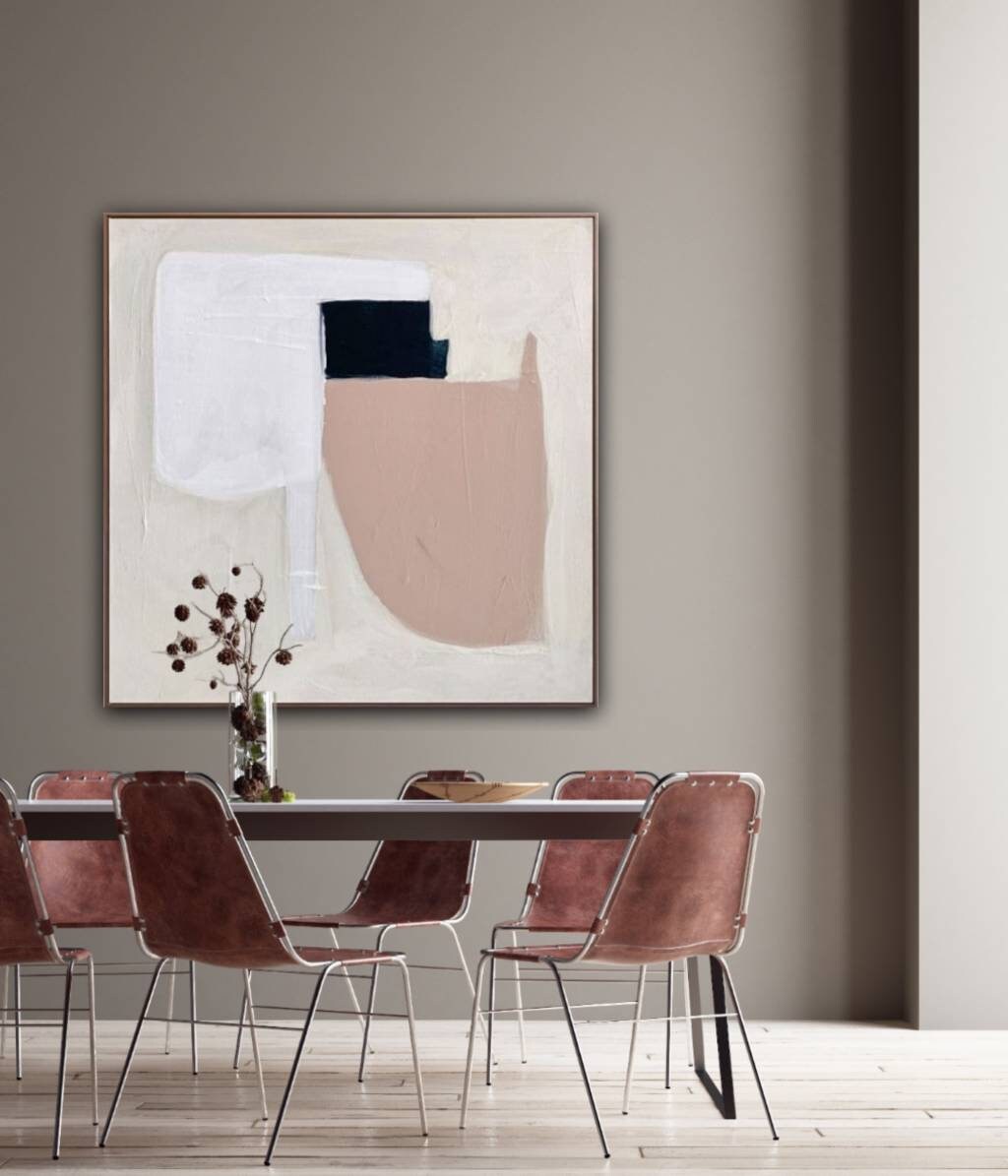 Large Neutral Beige Abstract Painting, Scandinavian Wall Art, Minimal ...
