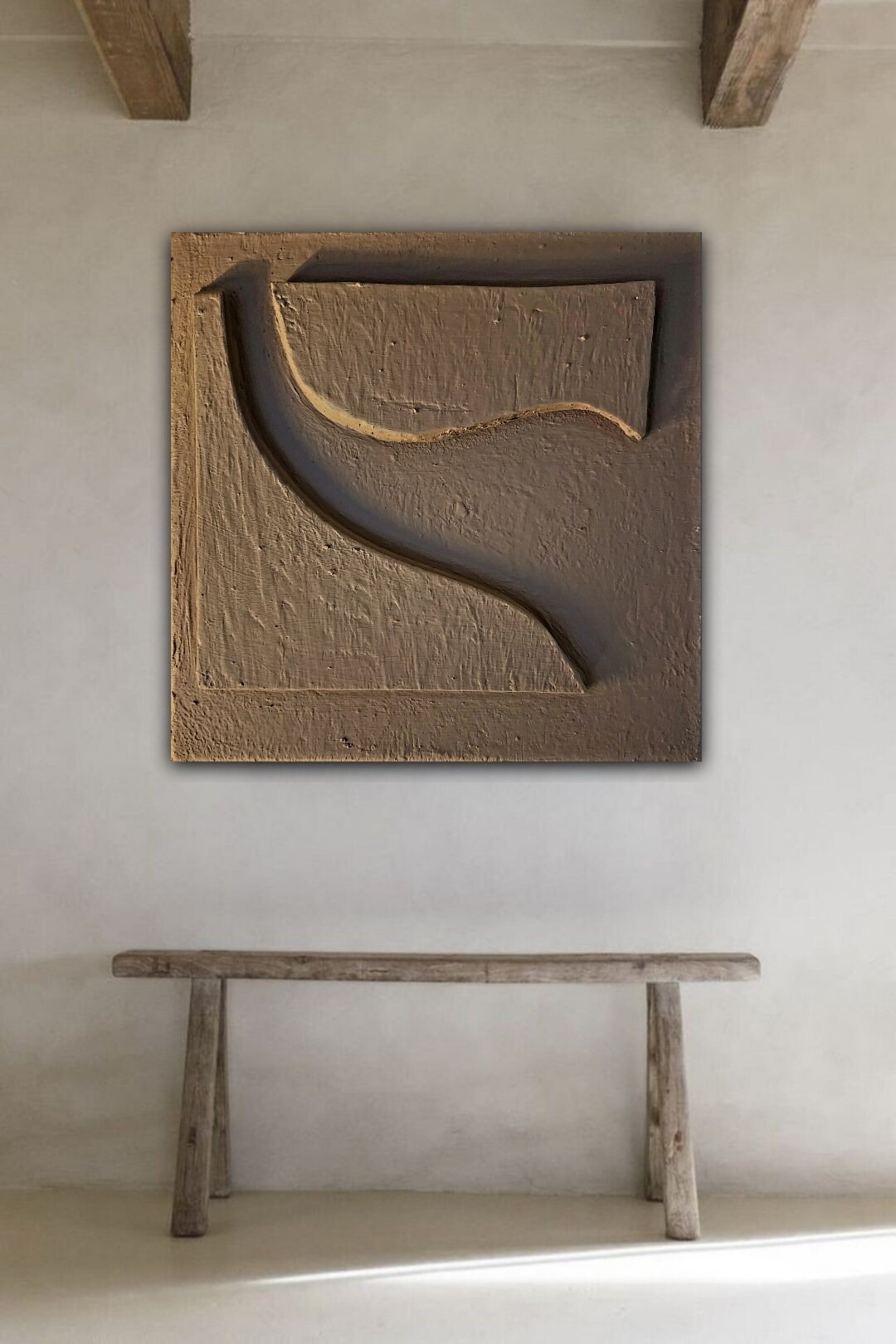 Midcentury Modern Relief Painting Texture Sculptural Geometric Wall Art ...