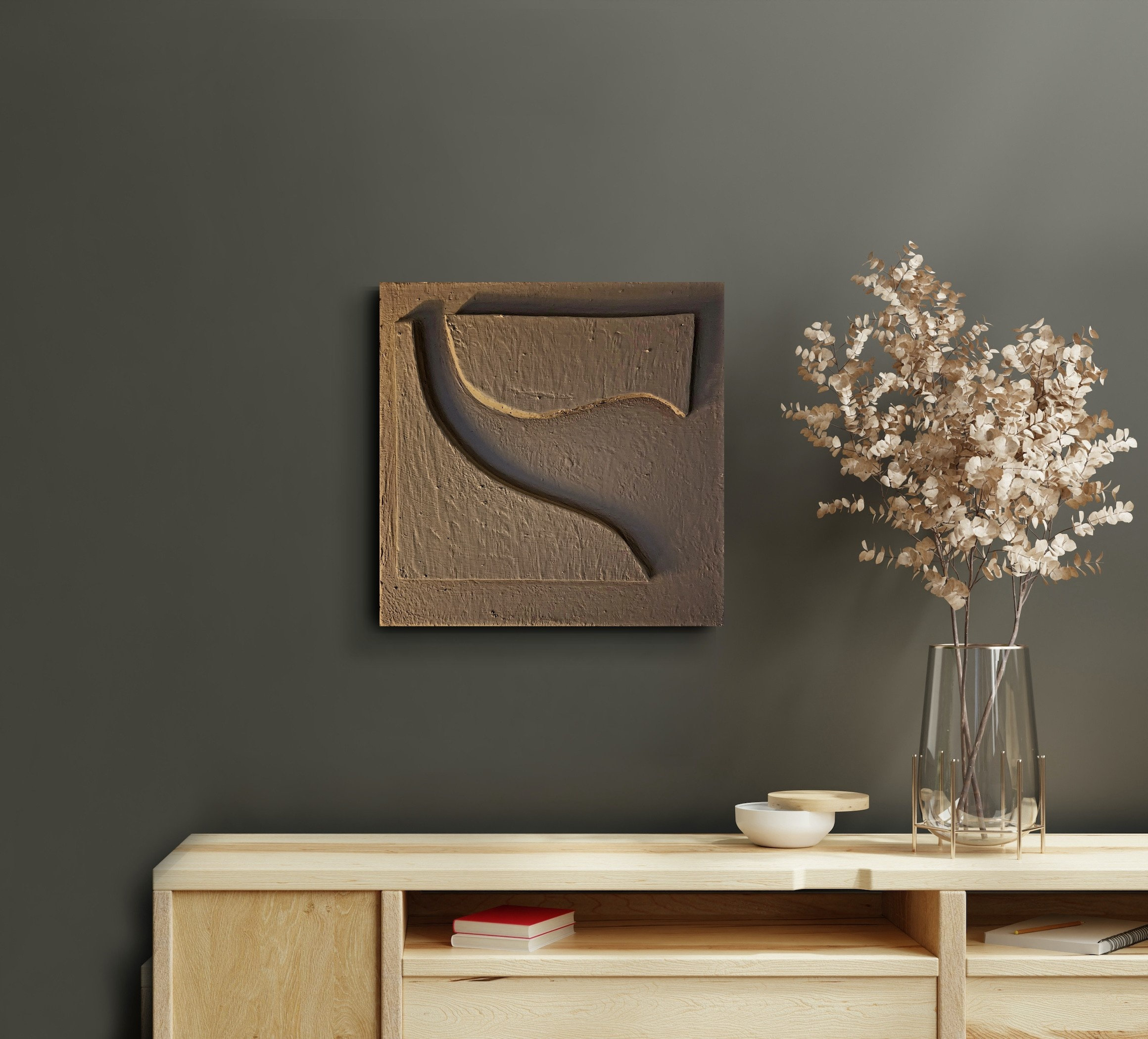 Midcentury Modern Relief Painting Texture Sculptural Geometric Wall Art ...