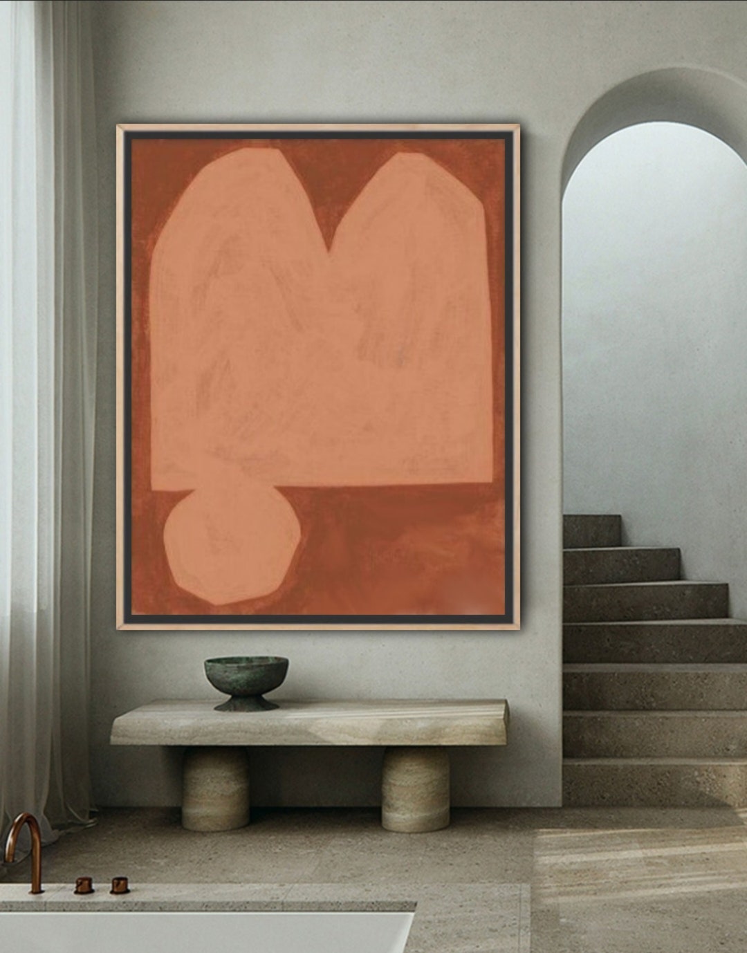 Oversized Abstract Earth Tones Paintings on Canvas Terracotta Painting ...