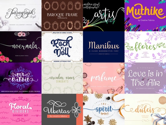 Procreate Fonts Bundle Fonts SVG Cursive With Tails | Etsy