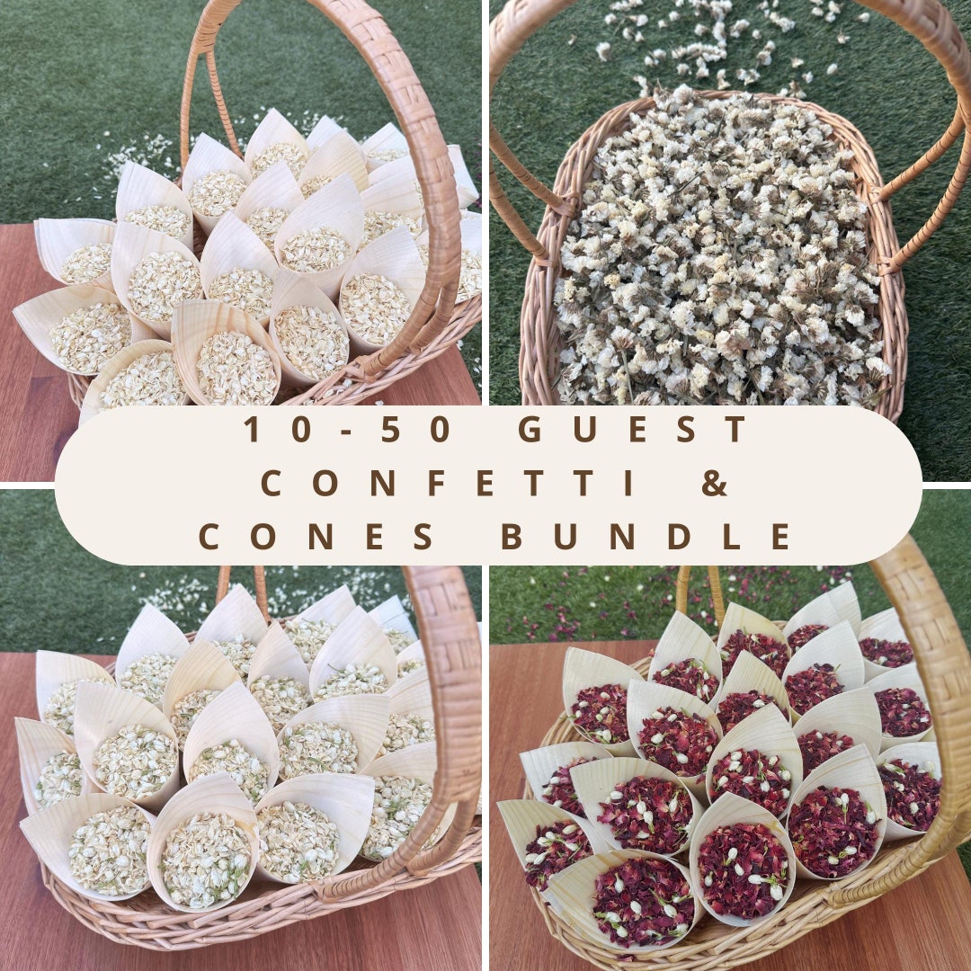 Wedding Confetti Cones Bundle - Dried Flower Confetti - Biodegradable ...