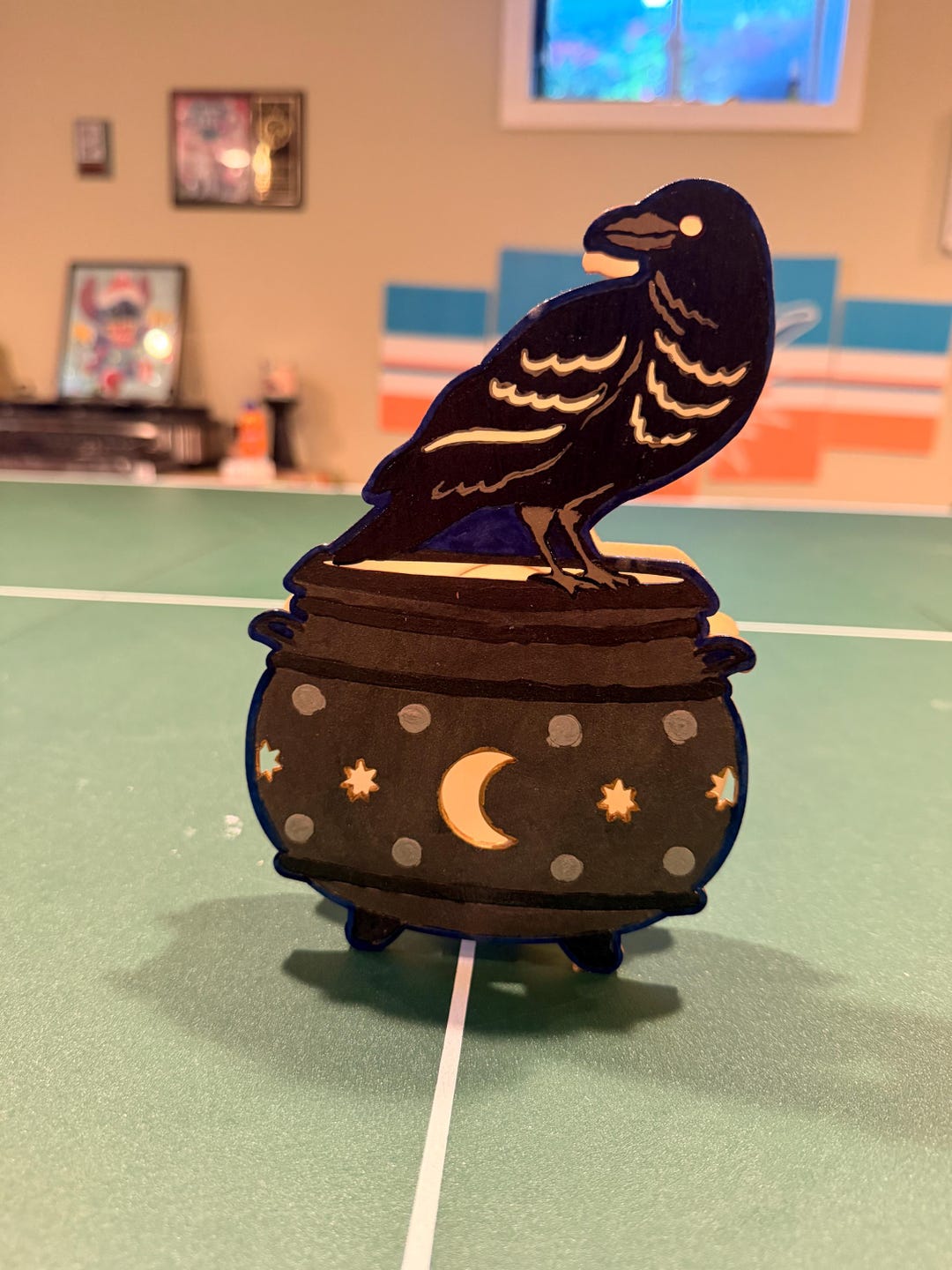Hand Painted Wooden Light up Raven & Cauldron Decor - Etsy