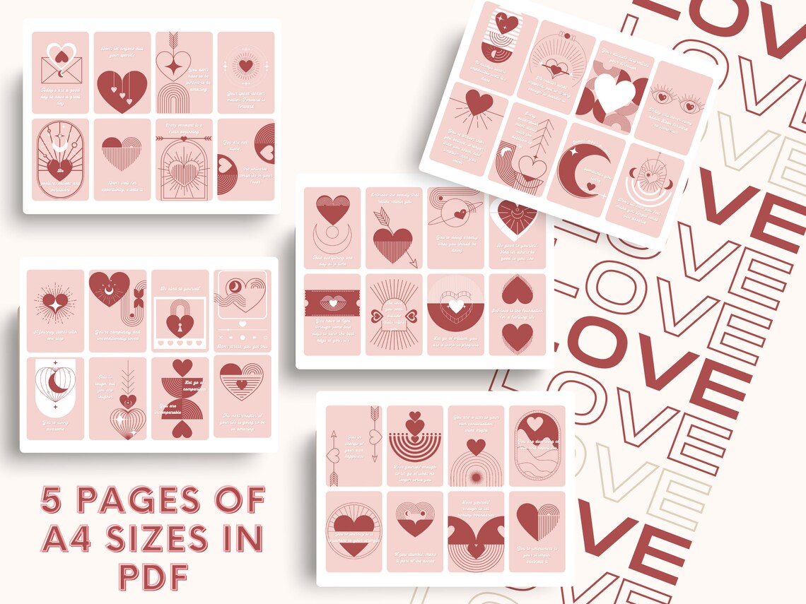 Pink Love Affirmation Cards PDF 40 Self-love Cards for Daily Positivity ...