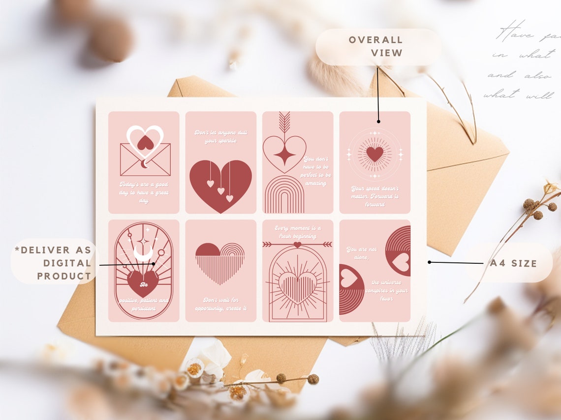 Pink Love Affirmation Cards PDF 40 Self-love Cards for Daily Positivity ...