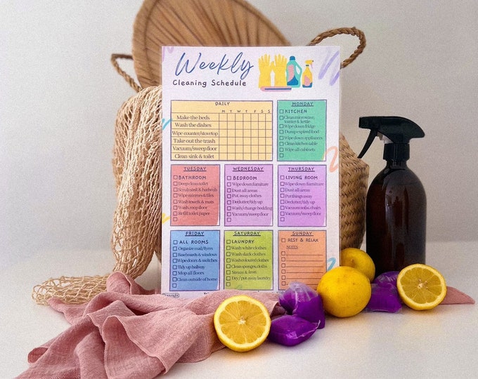 Laminated Weekly Cleaning Schedule Poster, Dry Erase White Board, Chore ...