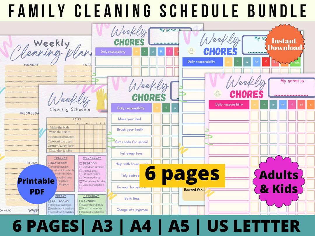 Family Cleaning Schedule, Kids Chore List, Cleaning Checklist, Cleaning ...
