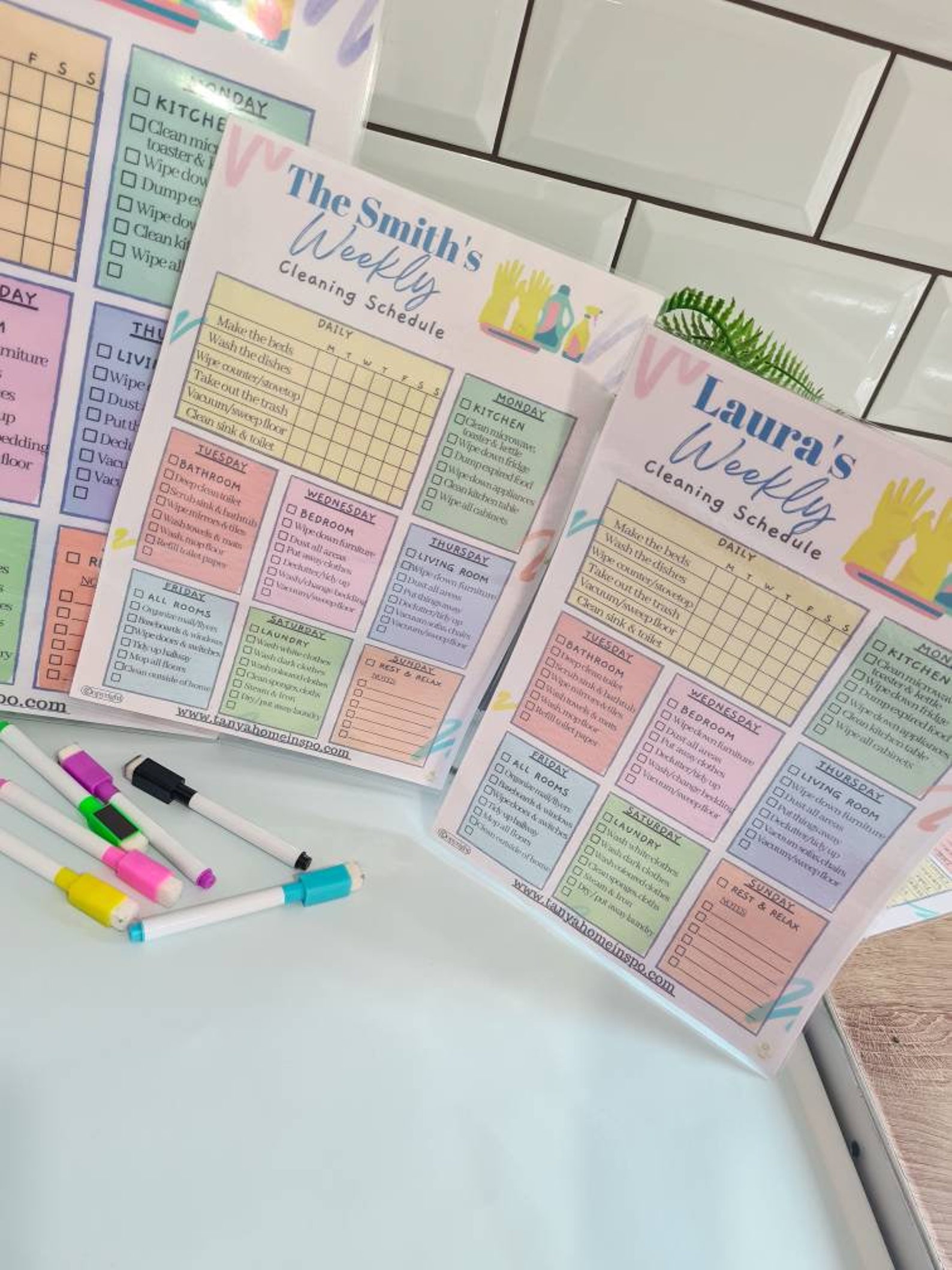 Laminated Weekly Cleaning Schedule Poster Dry Erase White | Etsy