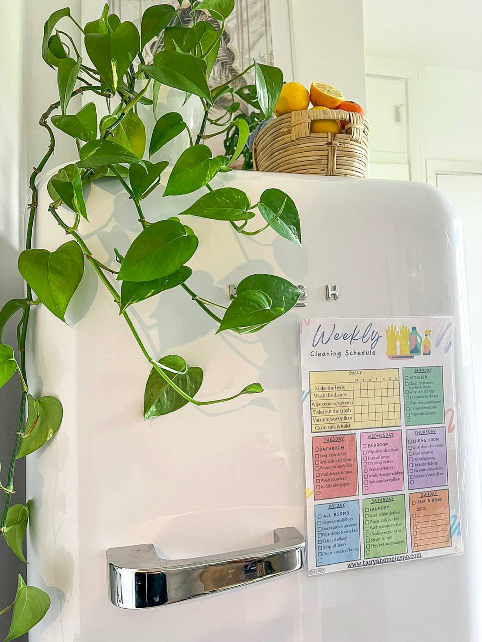 Laminated Weekly Cleaning Schedule Poster, Dry Erase White Board, Chore ...