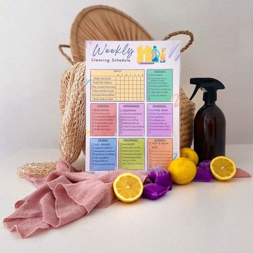 Laminated Weekly Cleaning Schedule Poster Dry Erase White - Etsy