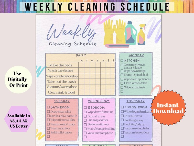Family Cleaning Schedule, Kids Chore List, Cleaning Checklist, Cleaning ...