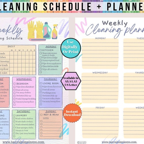 Weekly Cleaning Chart - Etsy