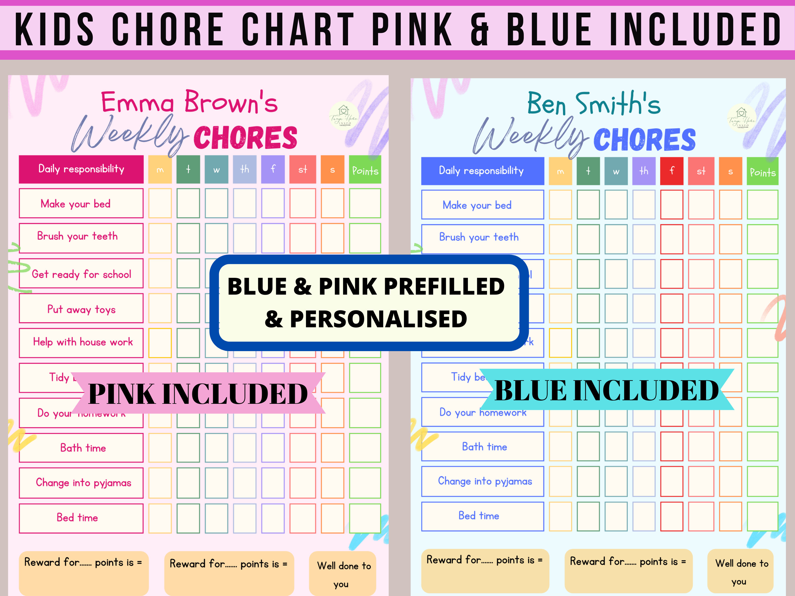 Personalised Family Cleaning Schedule, Kids Chore List, Cleaning ...