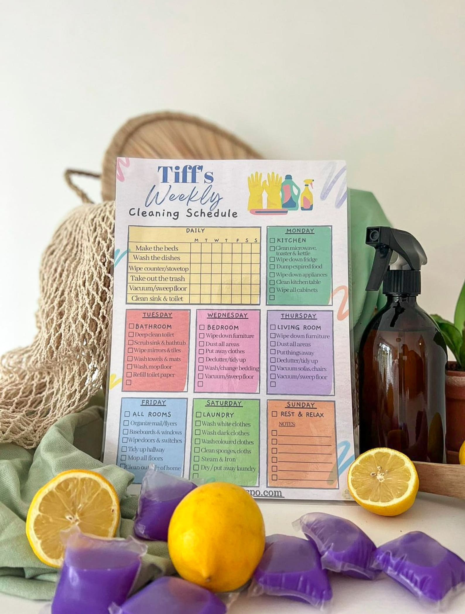 Laminated Weekly Cleaning Schedule Poster, Dry Erase White Board, Chore ...