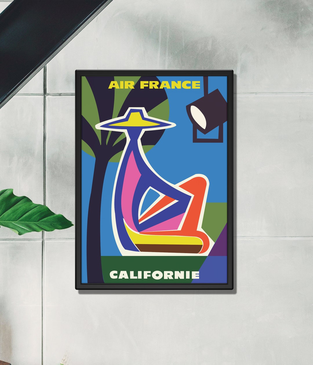 Vintage Commercial Poster Air France Colorful Retro Poster Poster of ...