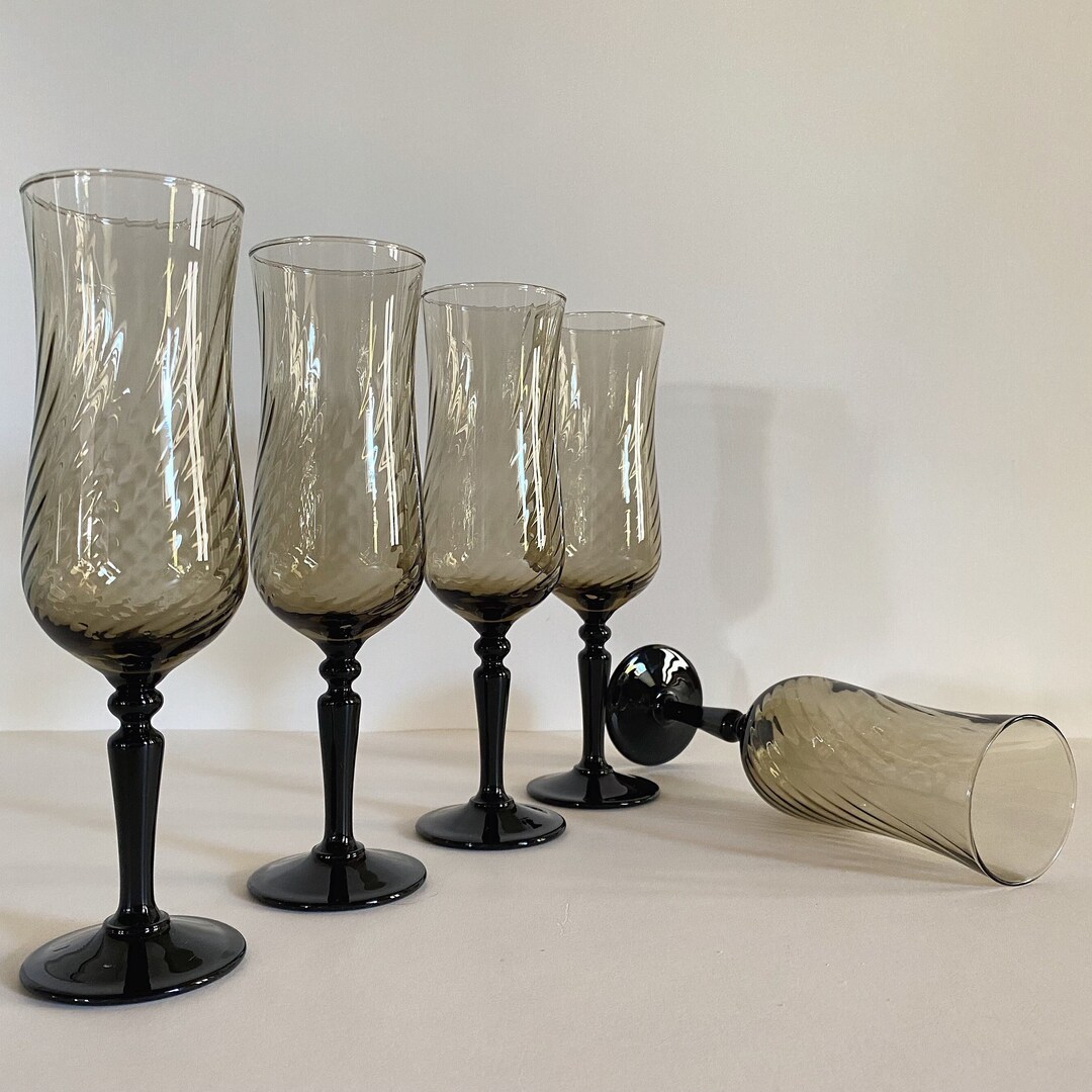 Vintage 'luminarc' Smokey Swirl Champagne Flutes Set of 4 - Etsy