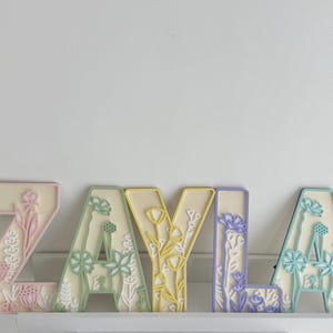 Wildflower Name Sign for Boho Girls Nursery, Wooden Flower Letters With ...