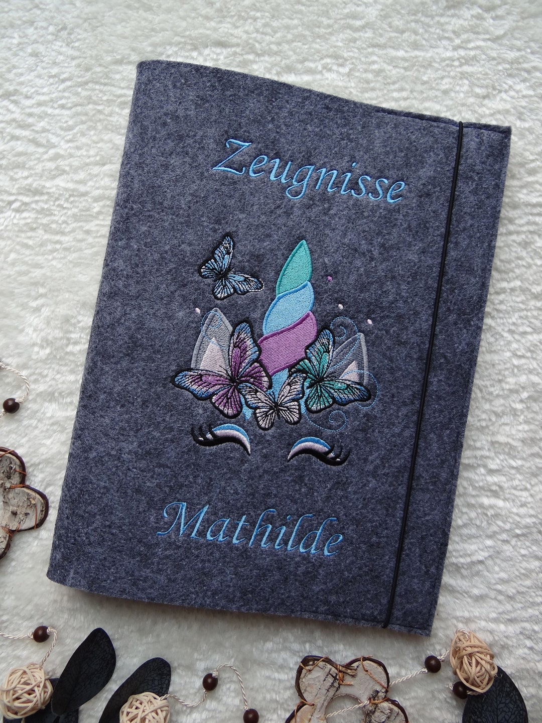 Personalisierte Zeugnismappe "Einhorn" aus Filz inkl. Sichtbuch mit 20 Klarsichthüllen - Etsy.de