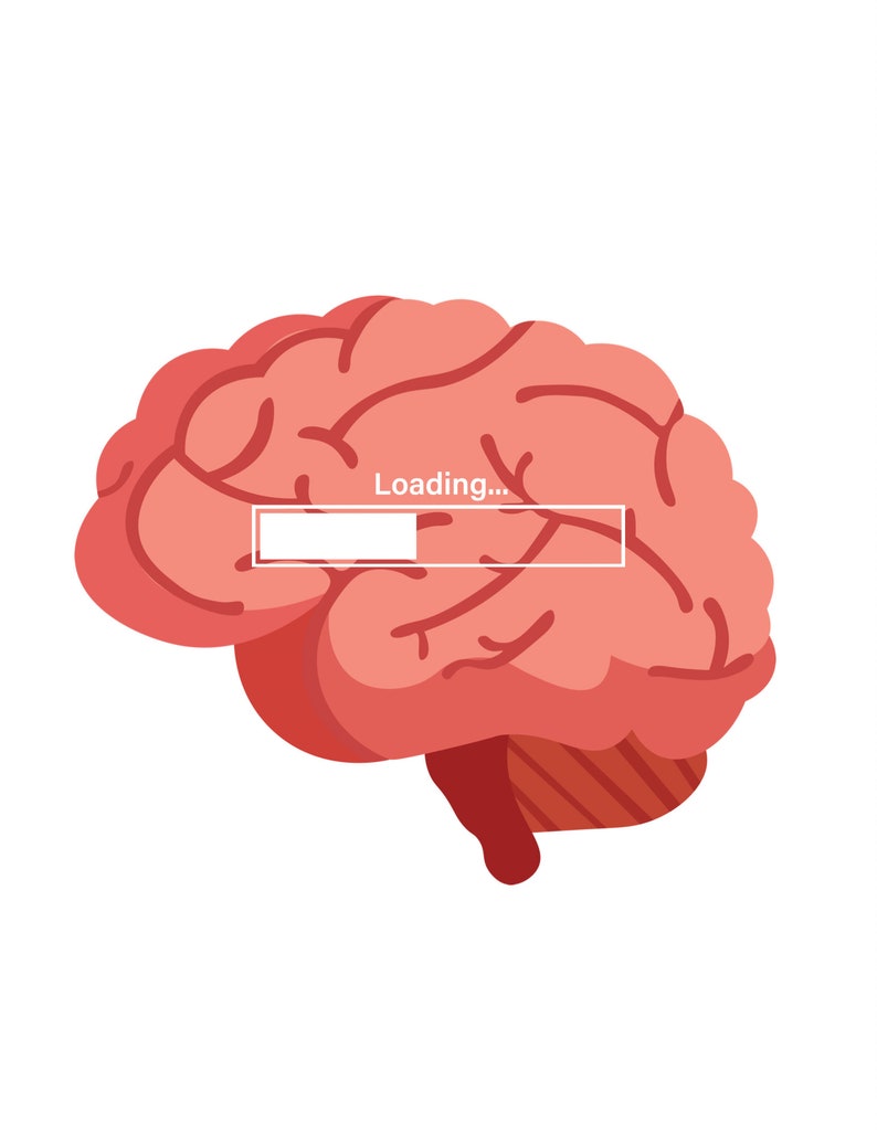 ADHD Brain Loading Poster Pink Brain With White Loading Icon ADHD Art ...