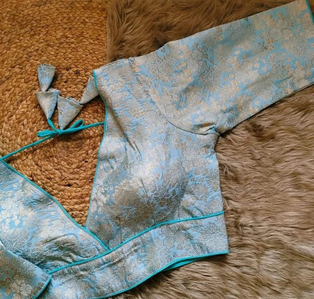 V-neck Designer Back Open Blouse,handmade Blouse,readymade Blouse ...