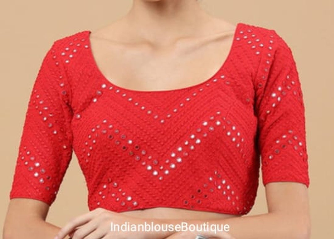 Designer Mirror Work Red Blouse, Wedding Blouse ,handmade Blouse, Women ...