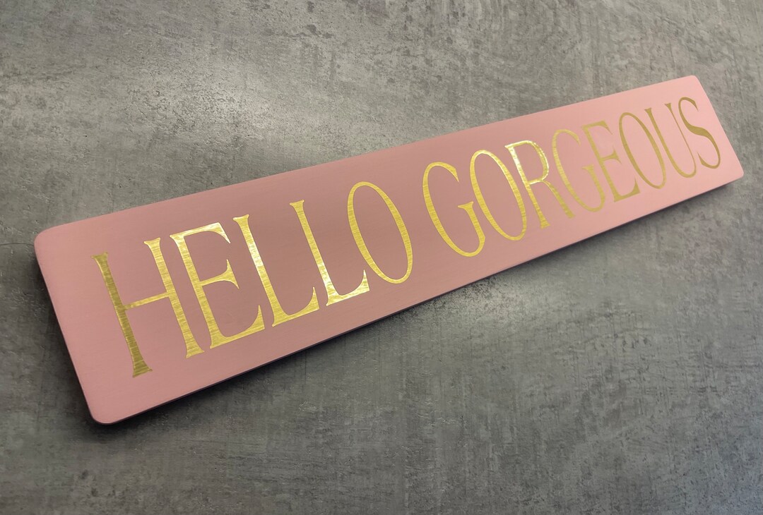 Hello Sign - Pink and Gold Wooden Wall Decor - Etsy