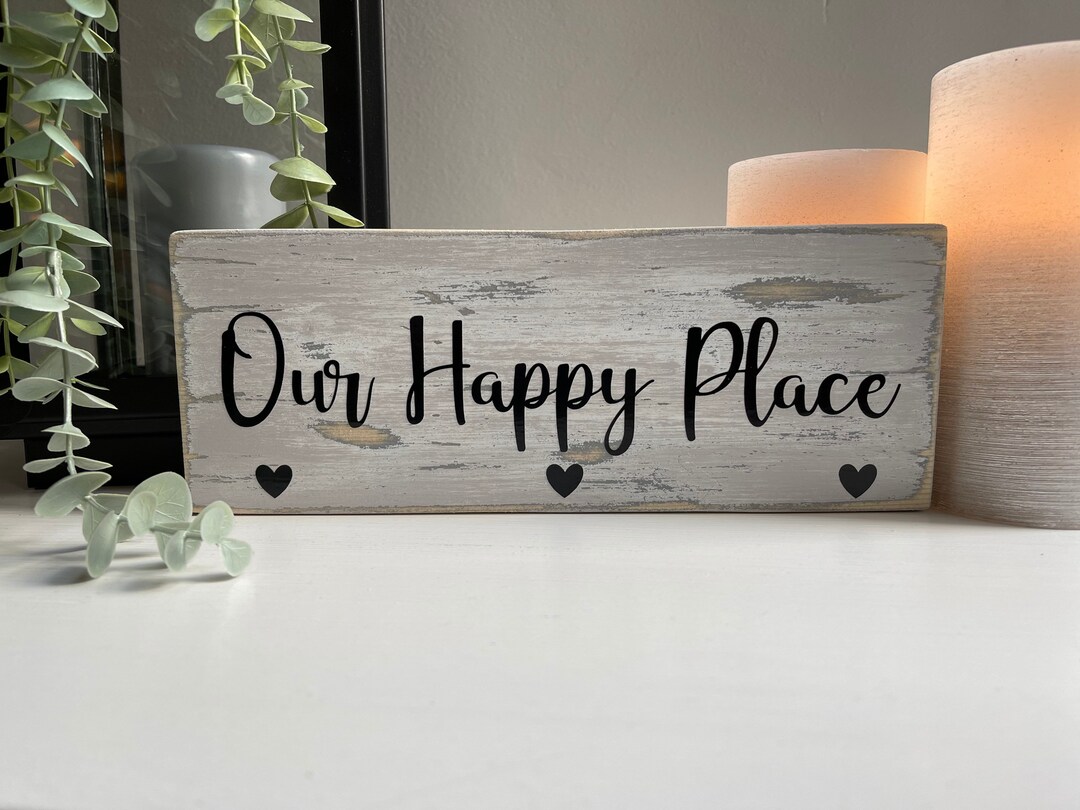 Our Happy Place Rustic Wall Plaque/sign/wall Hanging - Etsy
