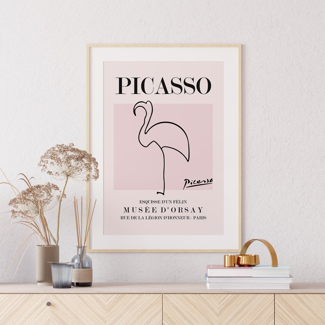 Picasso Flamingo, Exhibition Vintage Line Art Poster, Minimalist Line ...