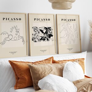 Gallery Wall Set of 3 Picasso Exhibition Wall Art Prints, Yellow Wall ...