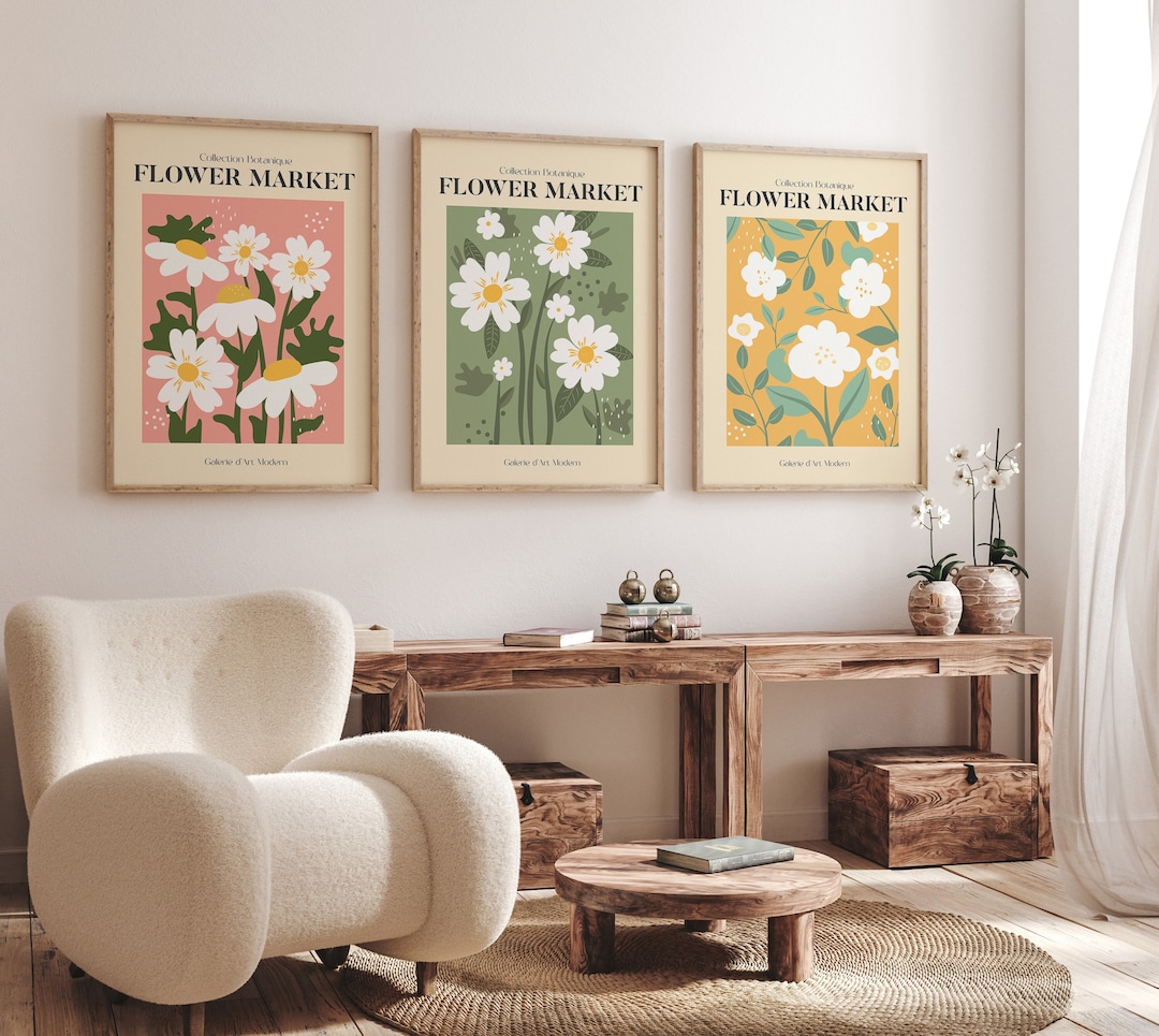 Set of 3 Flower Market Prints, Exhibition Posters, Botanical Prints ...